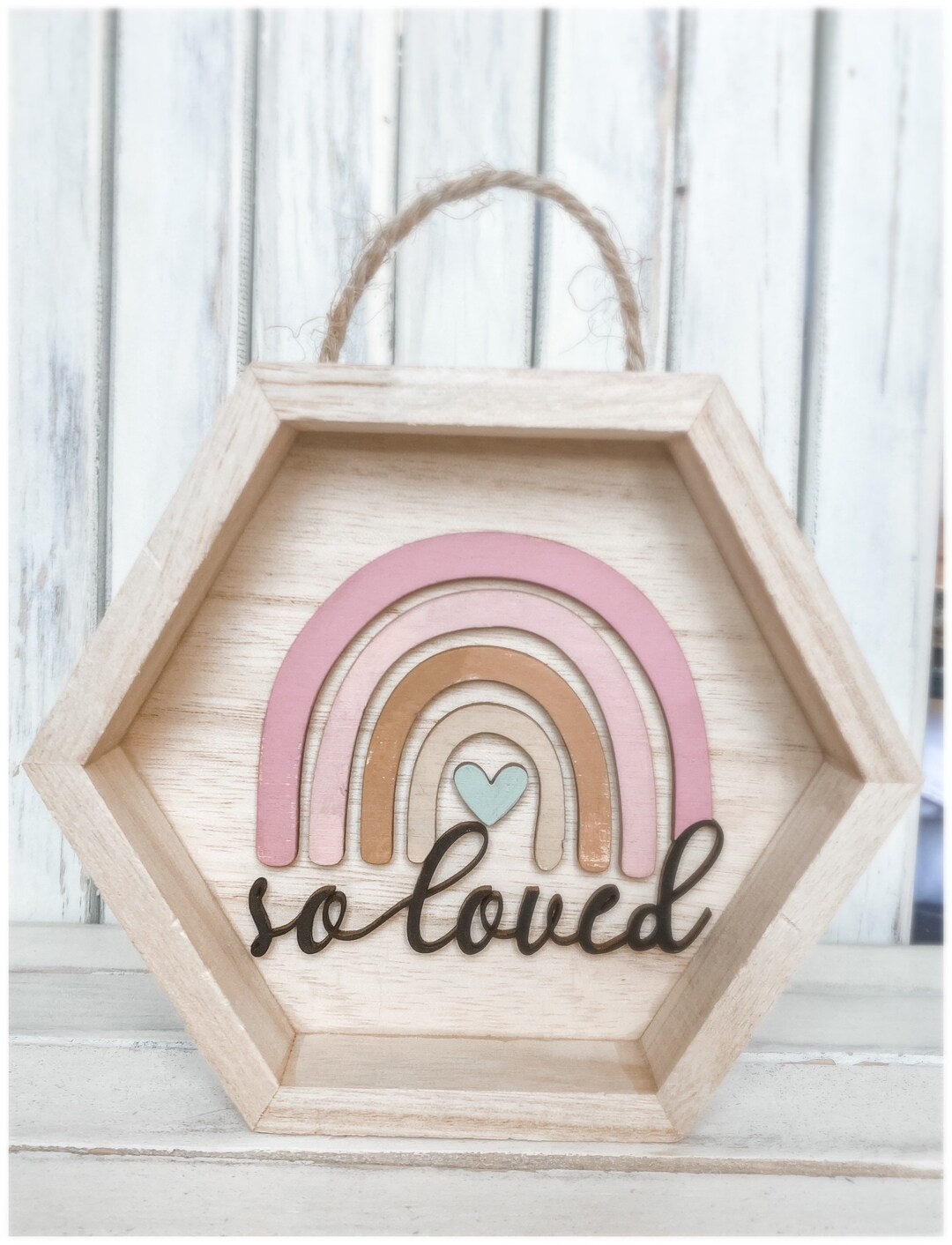 Mini Hexagon Rainbow so Loved Sign | Nursery Decor | Kids Room Decor - Etsy