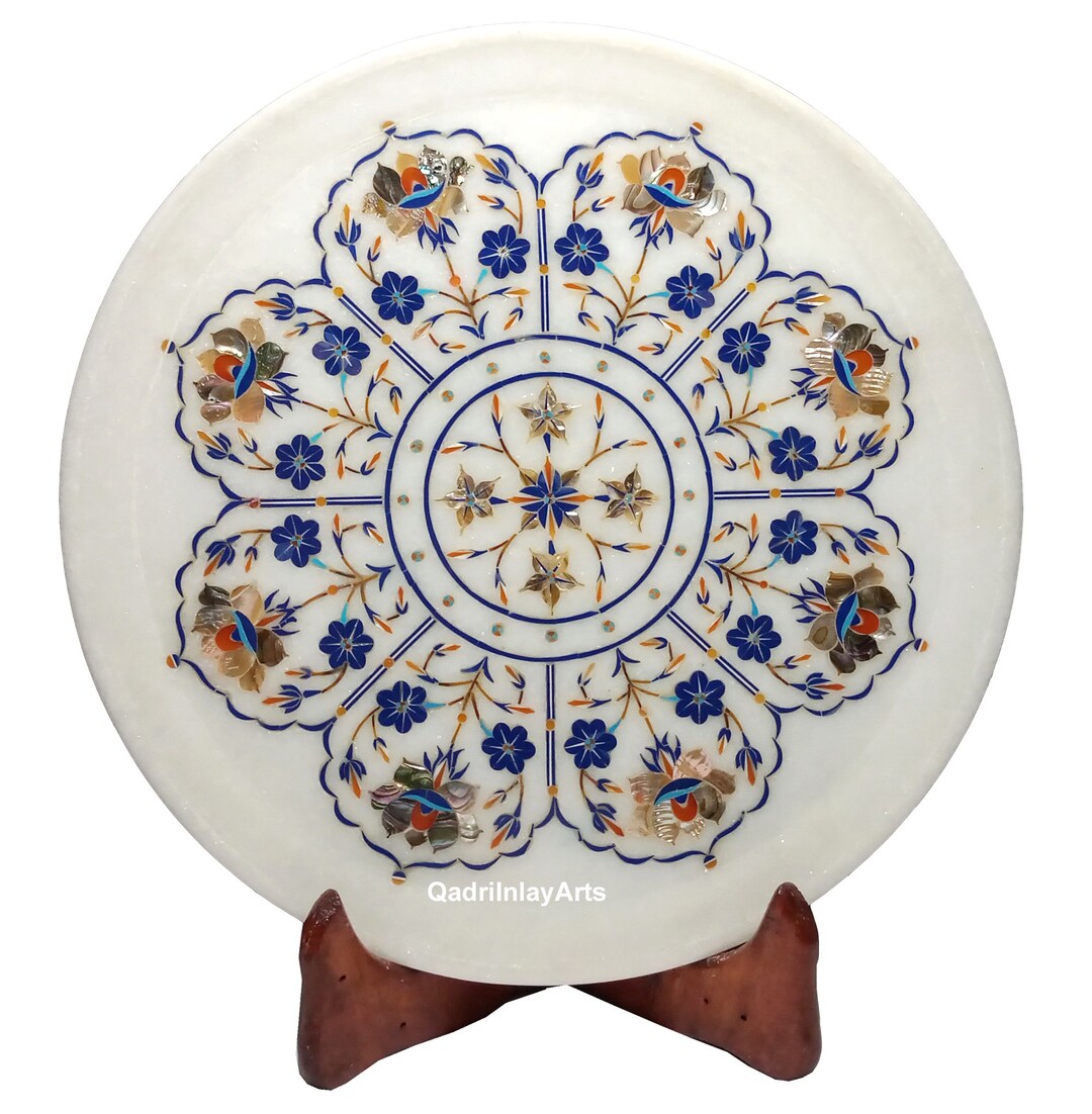Qadri Hnadicrafts White Marble Tree of Life Design Decorative Plate ...