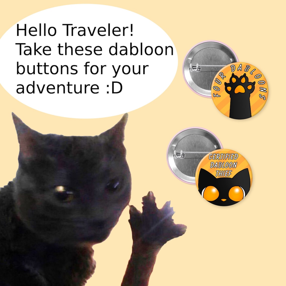 1.5 Inch Button DABLOON CAT Meme Tiktok Black Cat Dabloons - Etsy