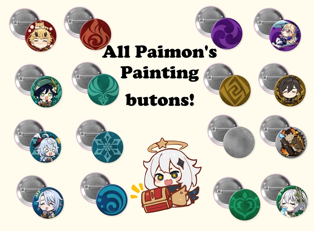 Genshin Impact Paimon Painting 2.25 Inch Buttons ALL Design up to SET ...
