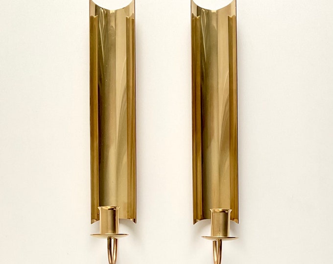 PIERRE FORSSELL- A Pair of "reflex" Wall Candle Sconces in Solid Brass ...