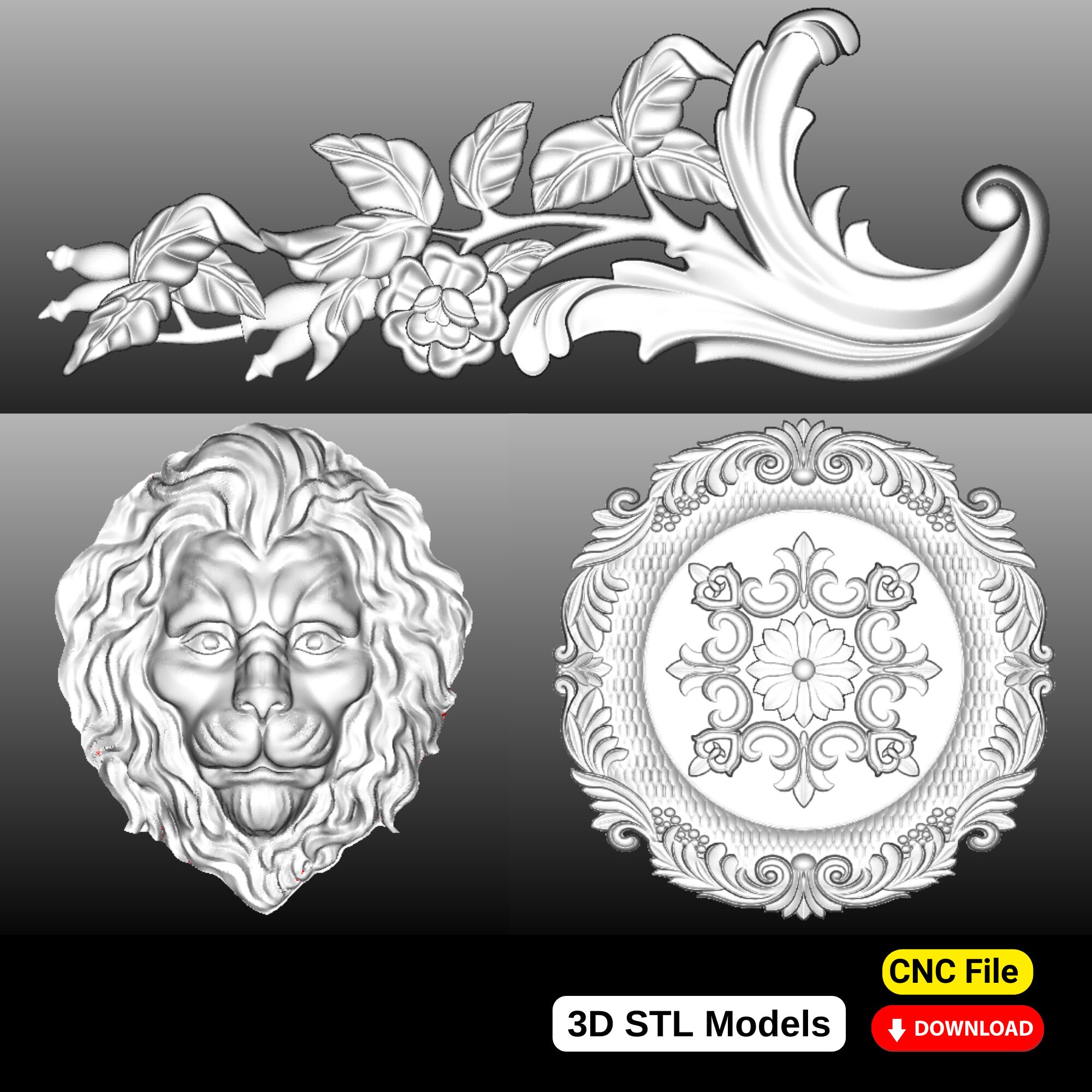 3D STL Model 25 Pieces, CNC Router Engraver, Artcam, Aspire, CNC Files ...