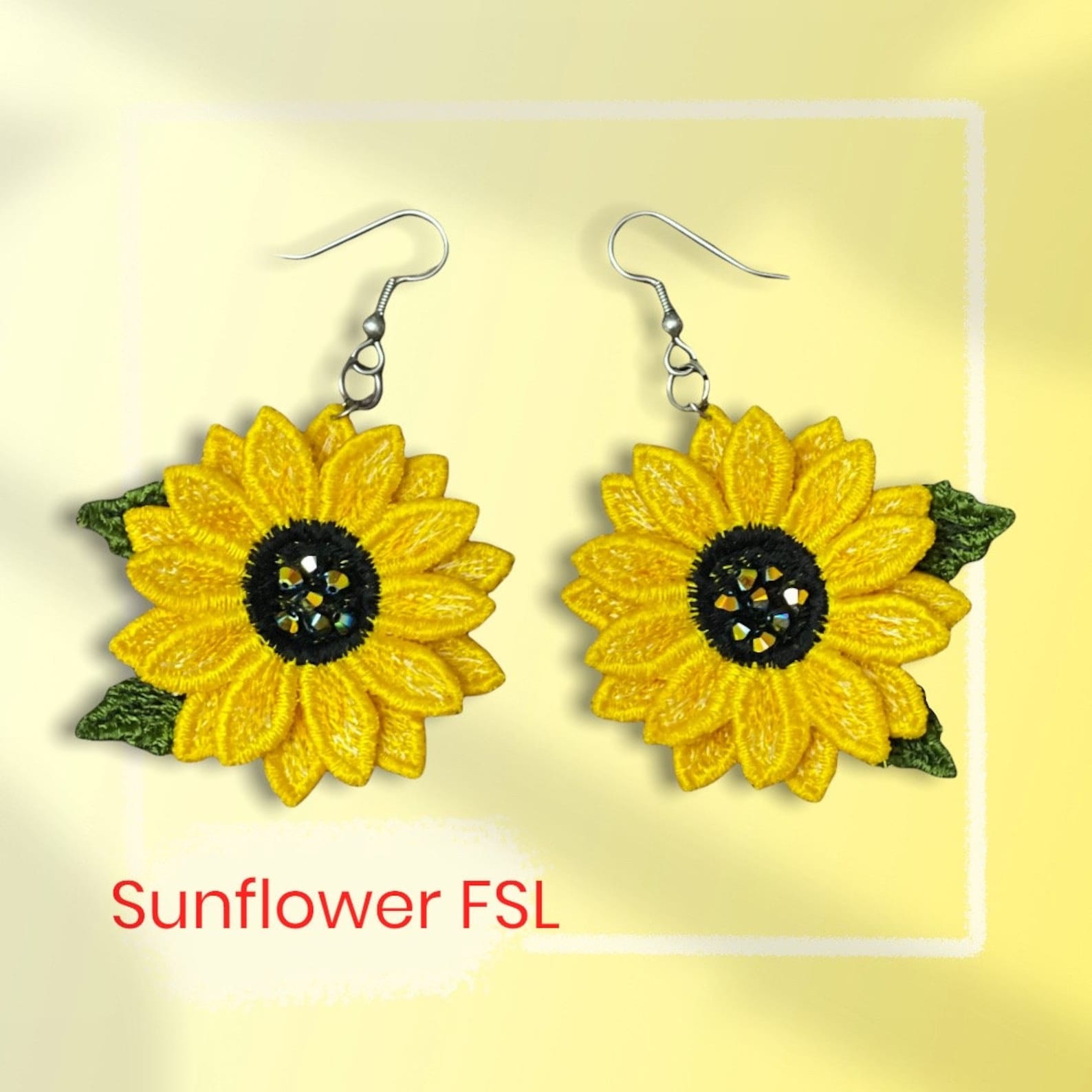 Sunflower Earrings FSL Machine Embroidery Design Digital Embroidery ...