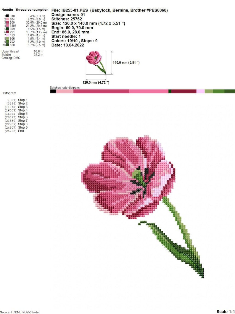 Tulips Cross-stitch Set Patterns Machine Embroidery Designs Digital ...