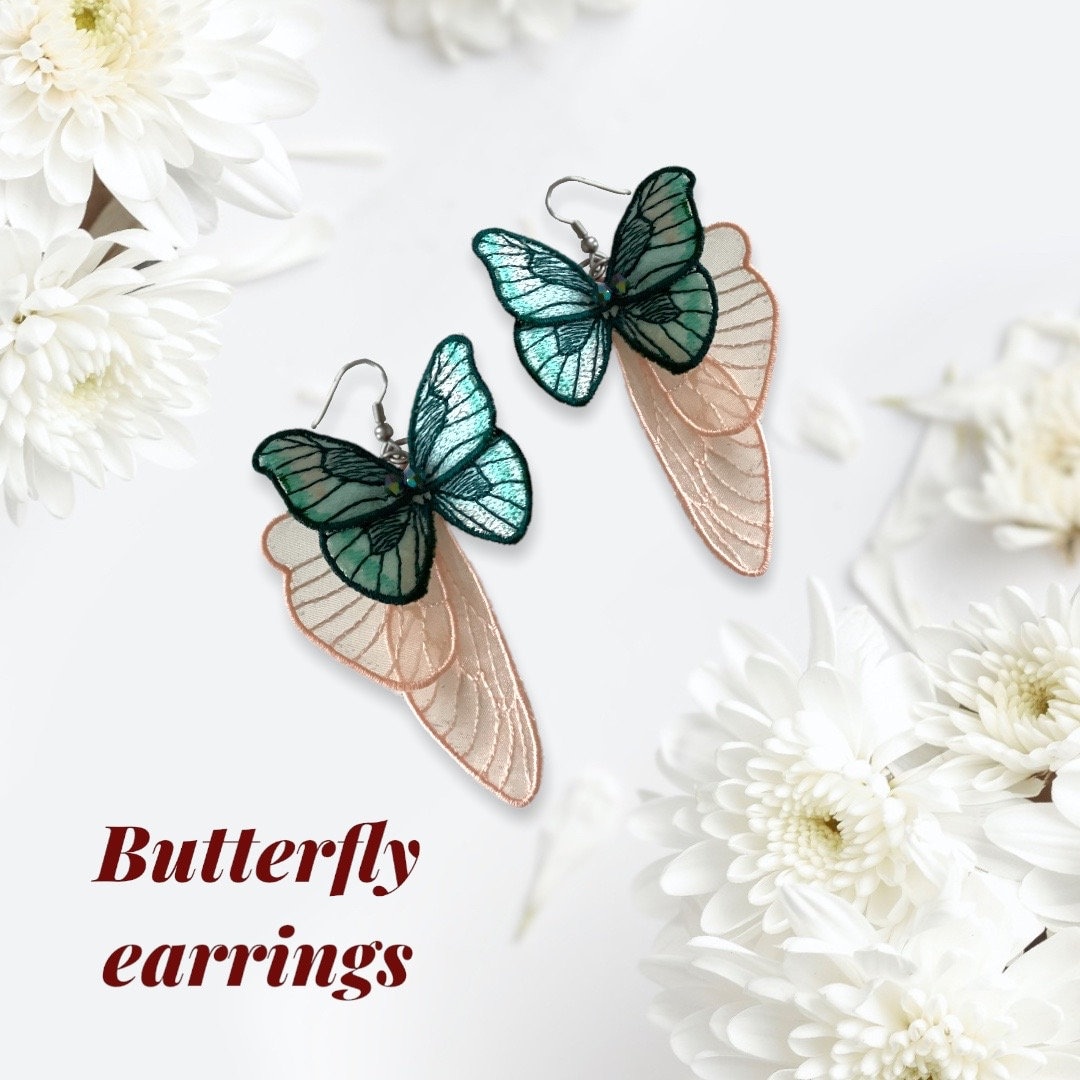 Machine Embroidery Design Butterfly Earrings Digital Embroidery Pattern ...