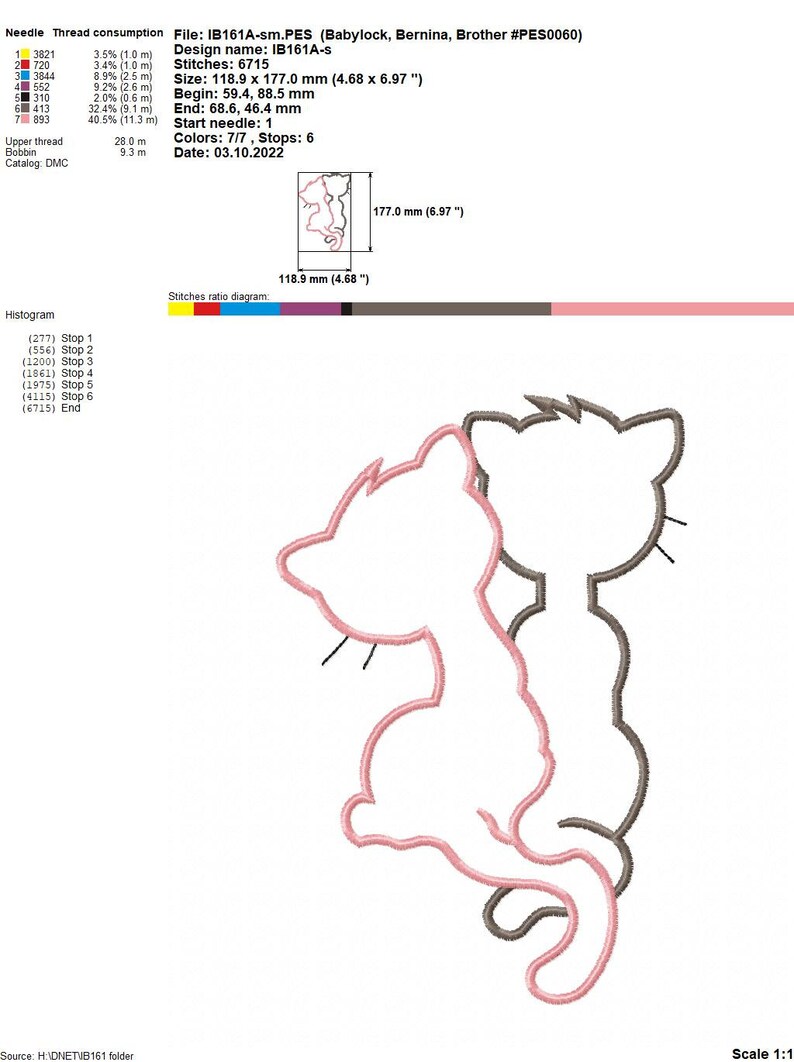 Machine Embroidery Design Cats Love Applique, Digital Embroidery ...