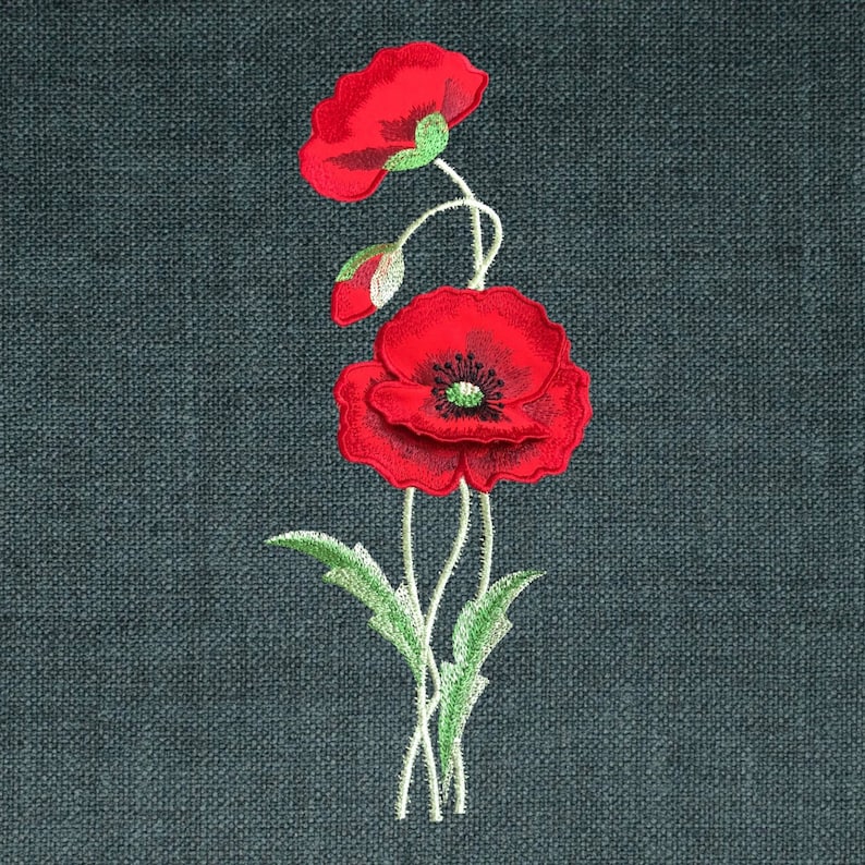 Poppy Flowerapplique 3dmachine Embroidery Design Applique - Etsy