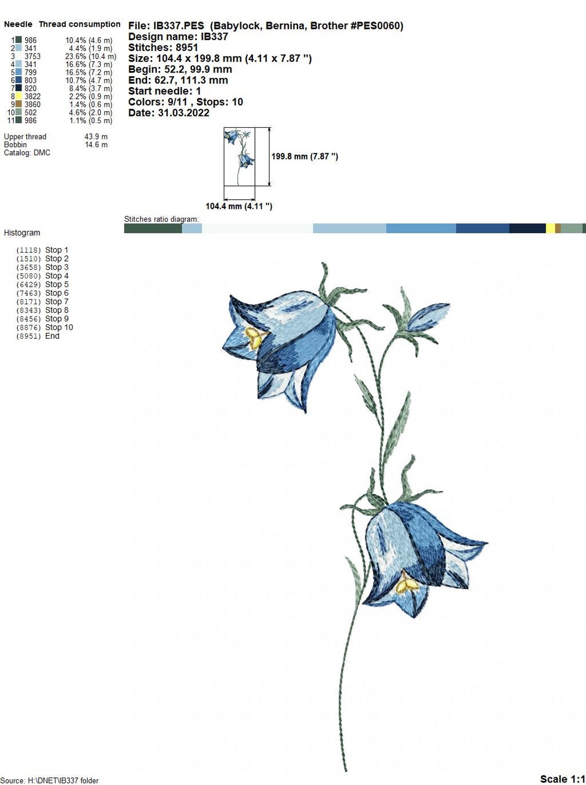 Bellflowers Artistic Embroidery Design Digital Embroidery - Etsy