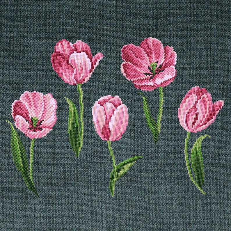 Tulips Cross-stitch Set Patterns Machine Embroidery Designs Digital ...