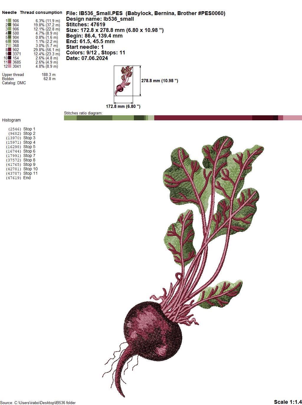 Machine Embroidery Design – Beetroot, in Artistic Satin Stitch ...