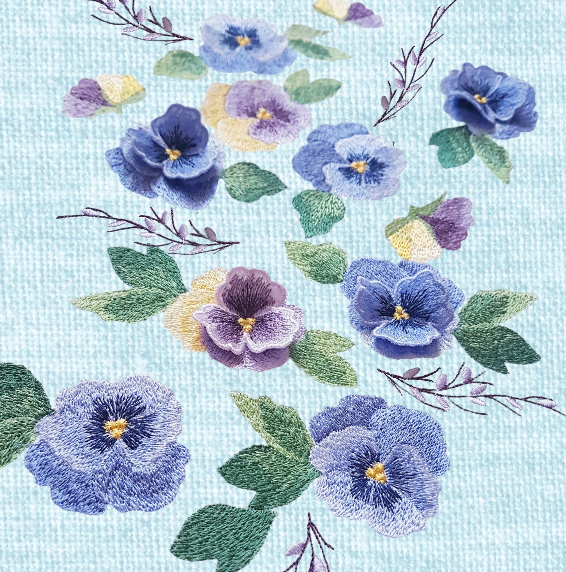 Pansies 3D Flowers Set Machine Embroidery Designs Digital Embroidery ...