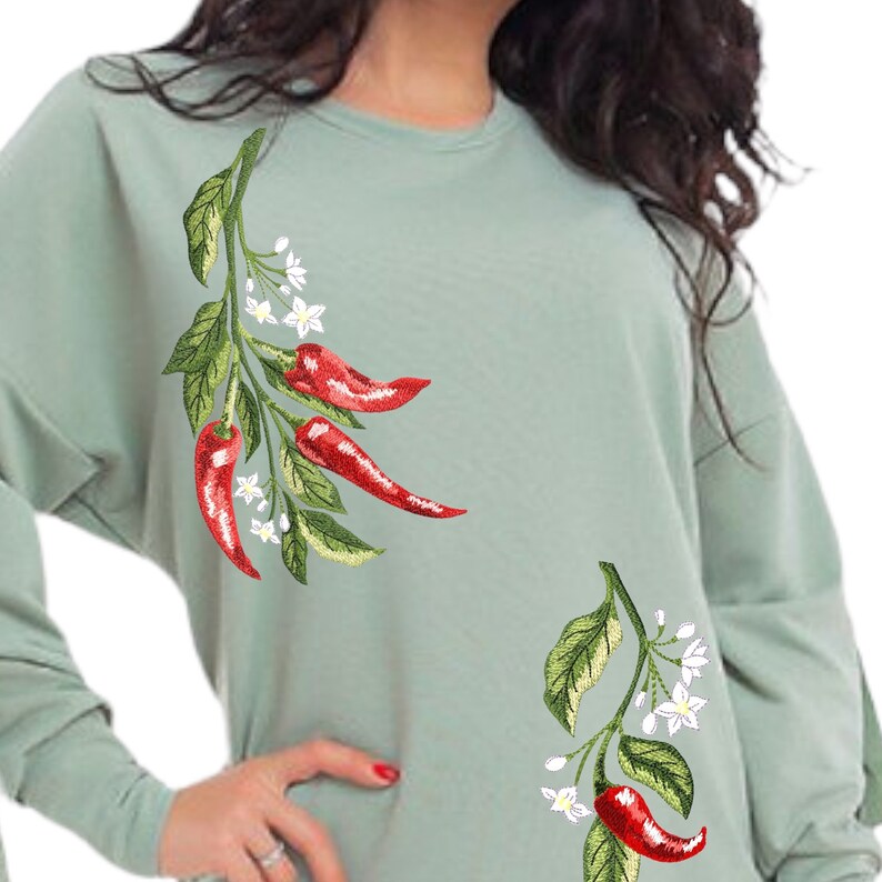 Hot Pepper Set Machine Embroidery Design Applique Pattern Digital ...