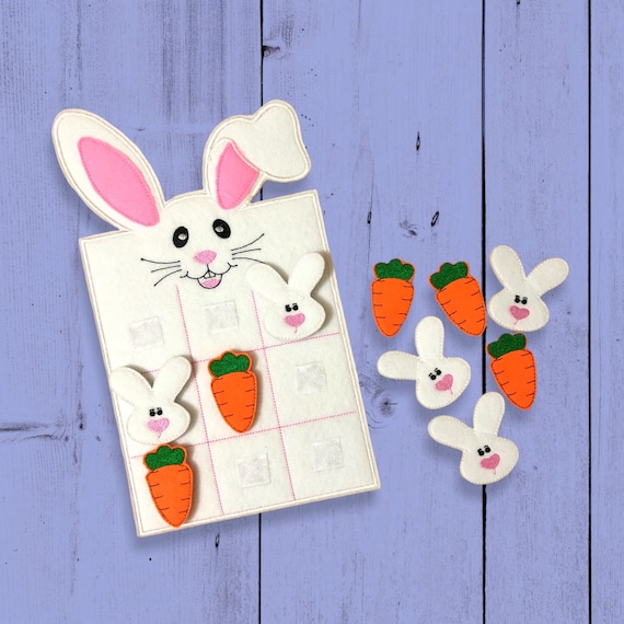 Rabbit Tic Tac Toe Game Machine Embroidery Designs in the Hoop | Etsy
