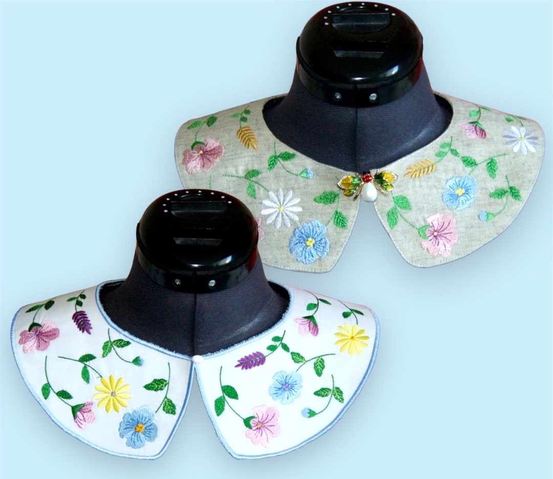 Floral Collar Machine Embroidery Design Flowers in the Hoop Project ...