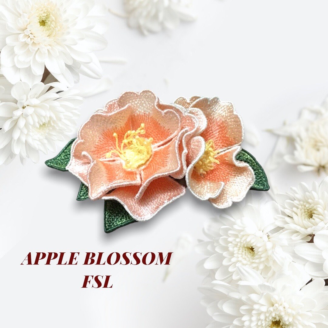 Apple Blossom Brooch Machine Embroidery Designs Free Standing Lace ...