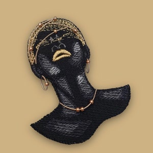 African Woman Machine Embroidery Design to Create a Brooch, Keychain ...