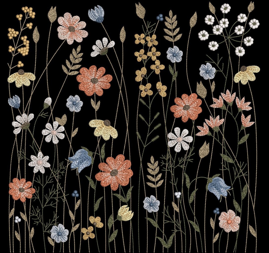 Machine Embroidery Design Wildflowers and Herbs - Etsy