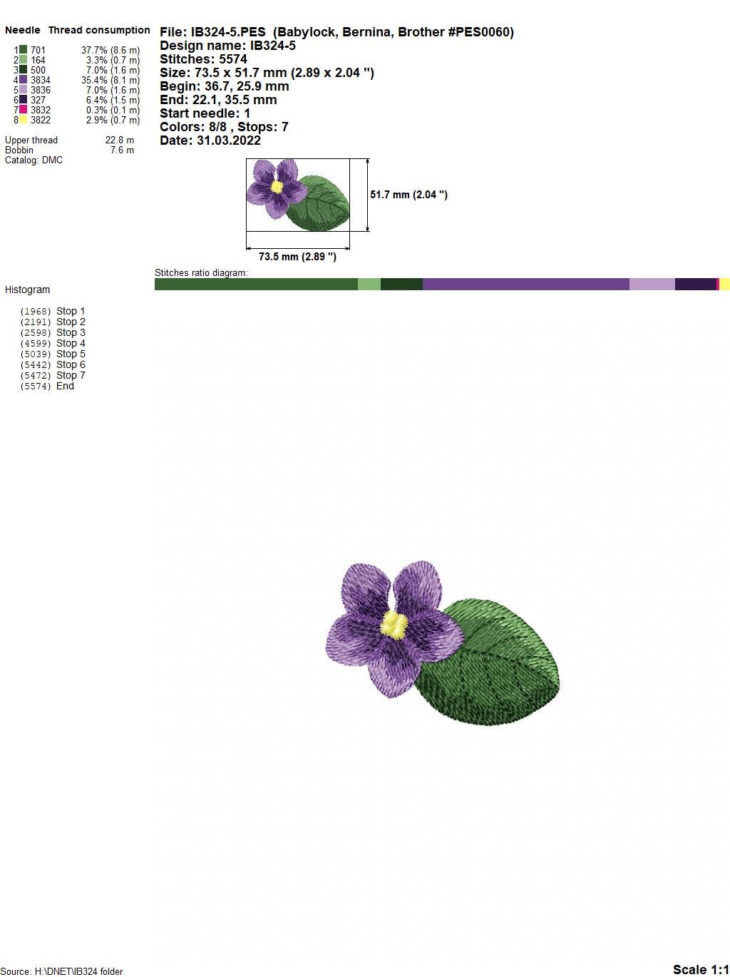 Set Ofsix Designs Violets With 3delements Machine Embroidery - Etsy