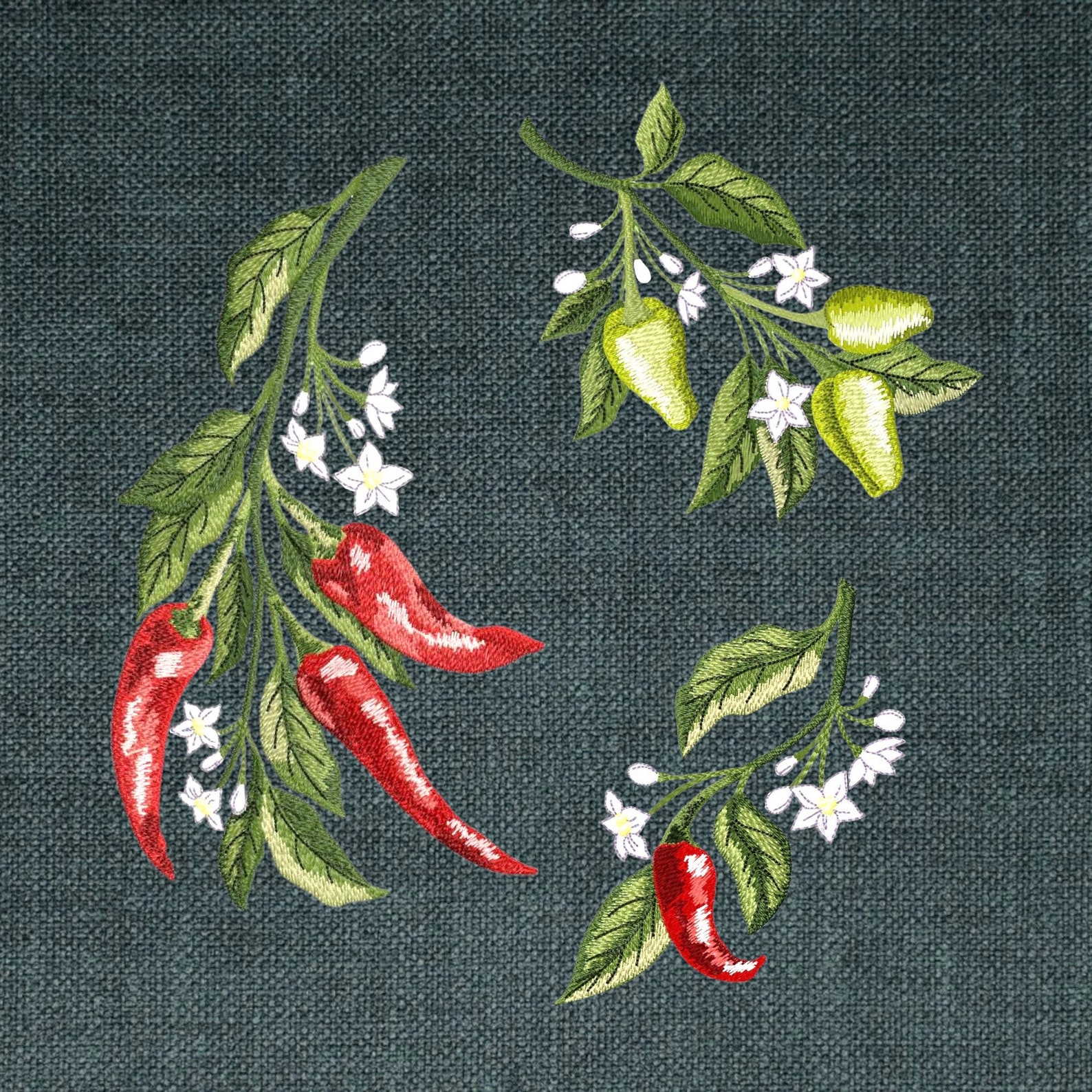 Hot Pepper Set Machine Embroidery Design Applique Pattern Digital ...