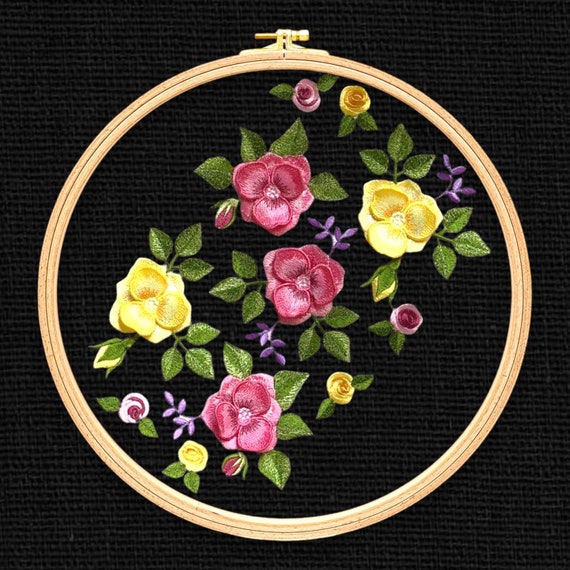 3D Roses Set Machine Embroidery Design 3D Digital Embroidery - Etsy