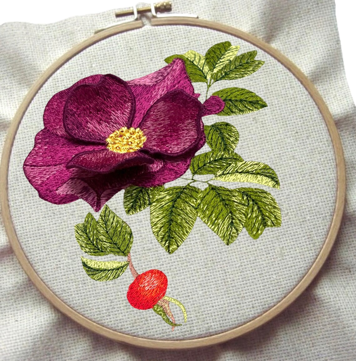 Rose Hip Set With 3D Elements Floral Pattern Flower Machine - Etsy