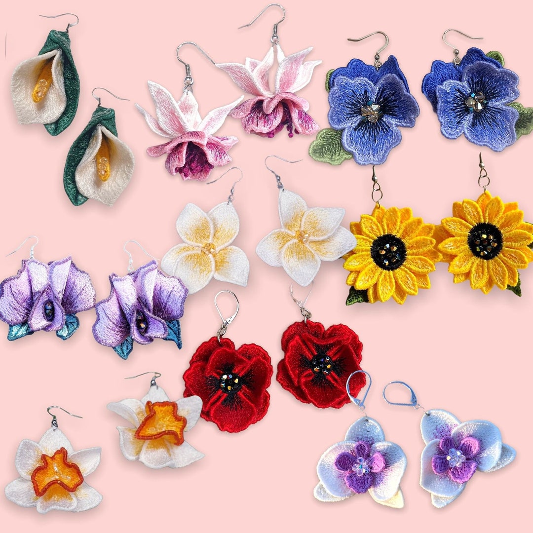 40% OFF! Set of Earrings FSL. Machine Embroidery Design Digital ...