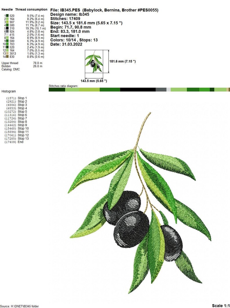 Olive Branch Artistic Machine Embroidery Design Digital - Etsy