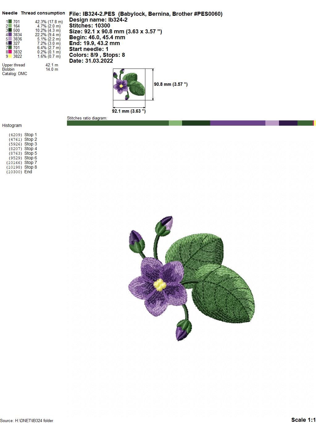 Set Ofsix Designs Violets With 3delements Machine Embroidery - Etsy