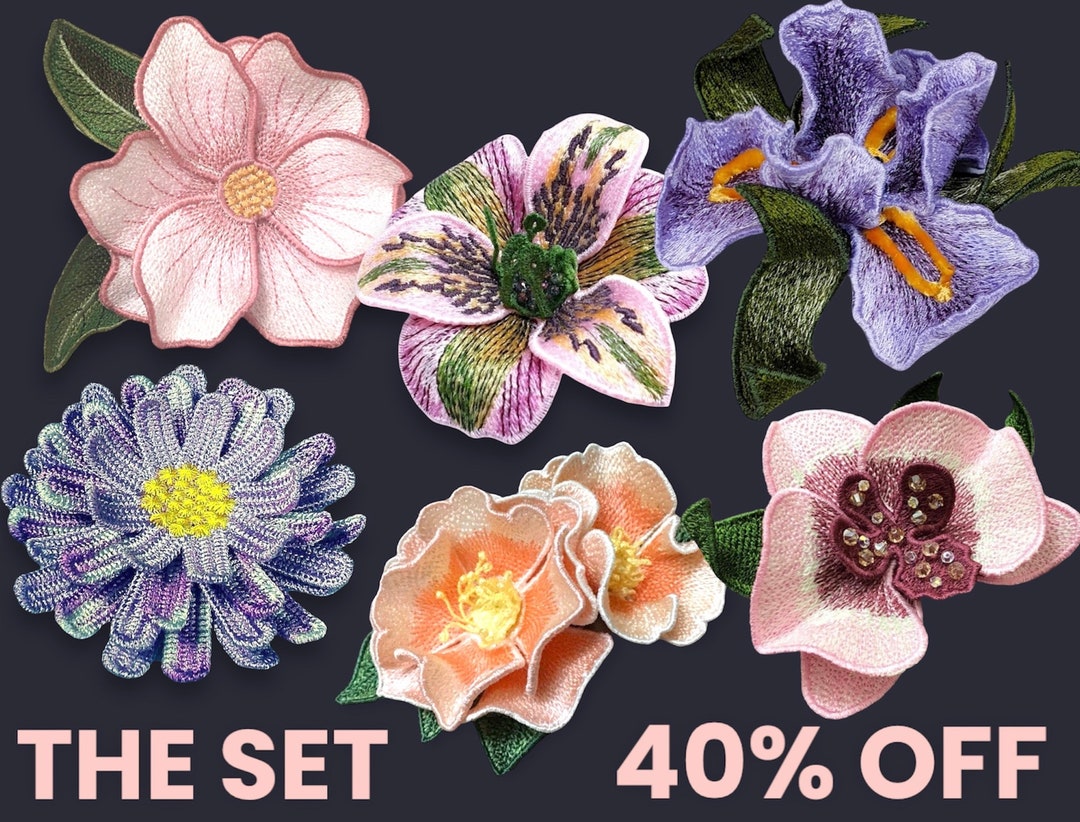 Set of Flowers FSL (40% Discount) Machine Embroidery Design Digital ...