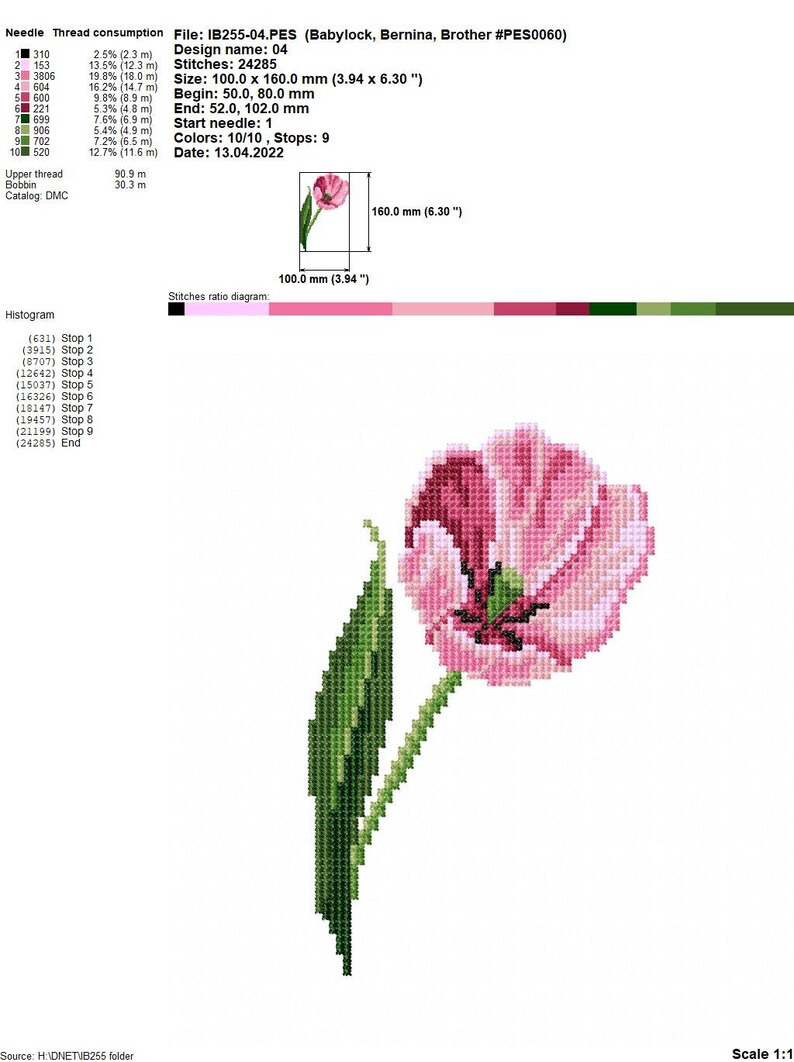 Tulips Cross-stitch Set Patterns Machine Embroidery Designs Digital ...