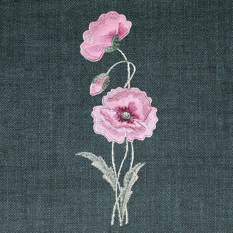 Poppy Flowerapplique 3dmachine Embroidery Design Applique - Etsy