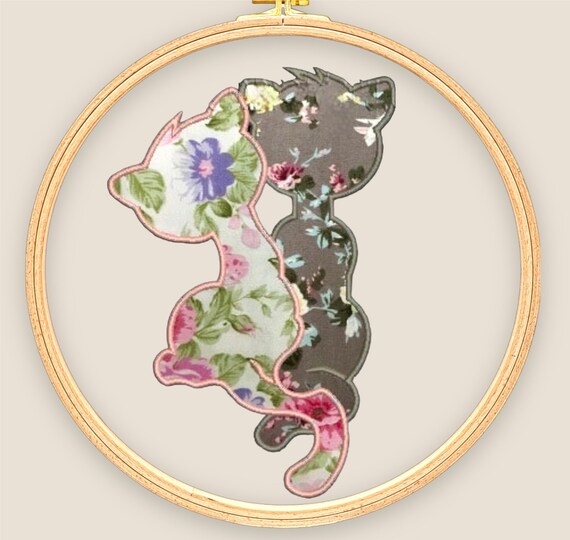 Machine Embroidery Design Cats Love Applique Digital - Etsy