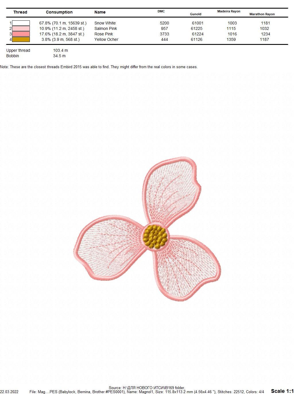 Magnolia Flower FSL Machine Embroidery Design Digital Embroidery ...