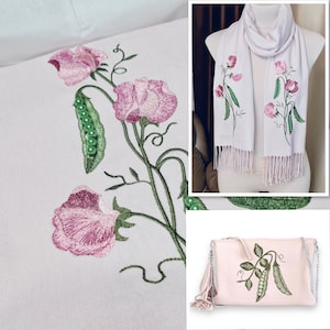 The Set of Designs in the Technique of Art Embroidery "sweet Peas" - Etsy