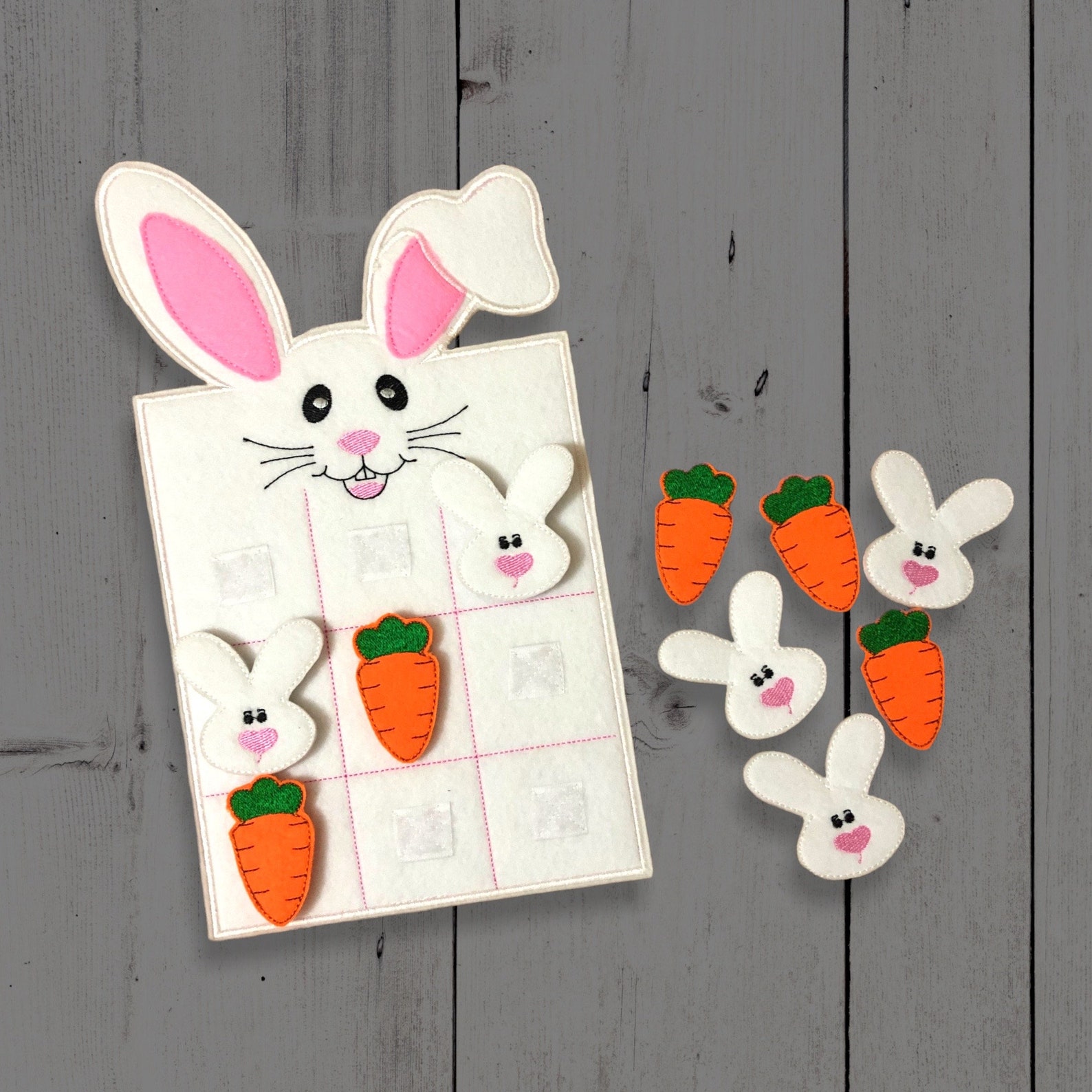 Rabbit Tic Tac Toe Game Machine Embroidery Designs in the Hoop | Etsy