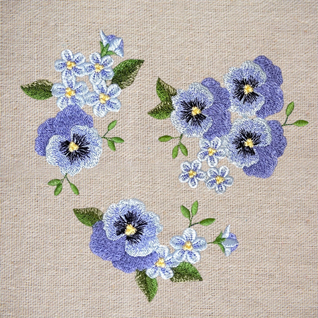 Pansies Set for 4X4 Hoops Machine Embroidery Designs Digital Embroidery ...