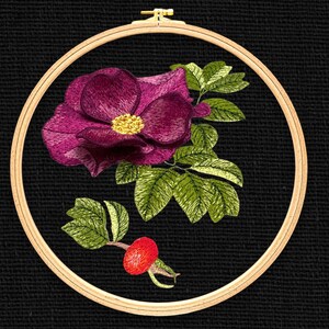 Rose Hip Set With 3D Elements Floral Pattern Flower Machine Embroidery ...