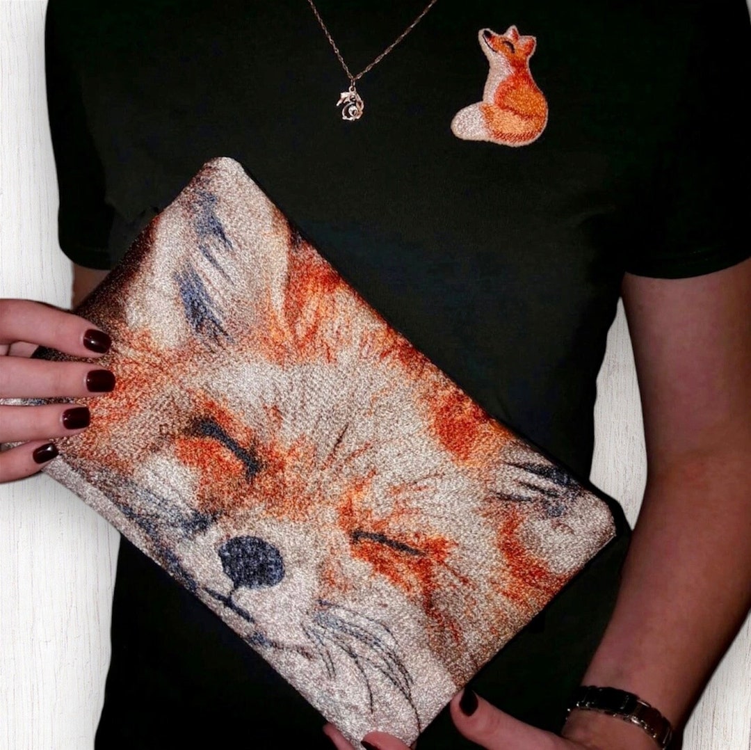 Fox Photostitch Сlutch Bag in the Hoop Machine Embroidery Design and ...