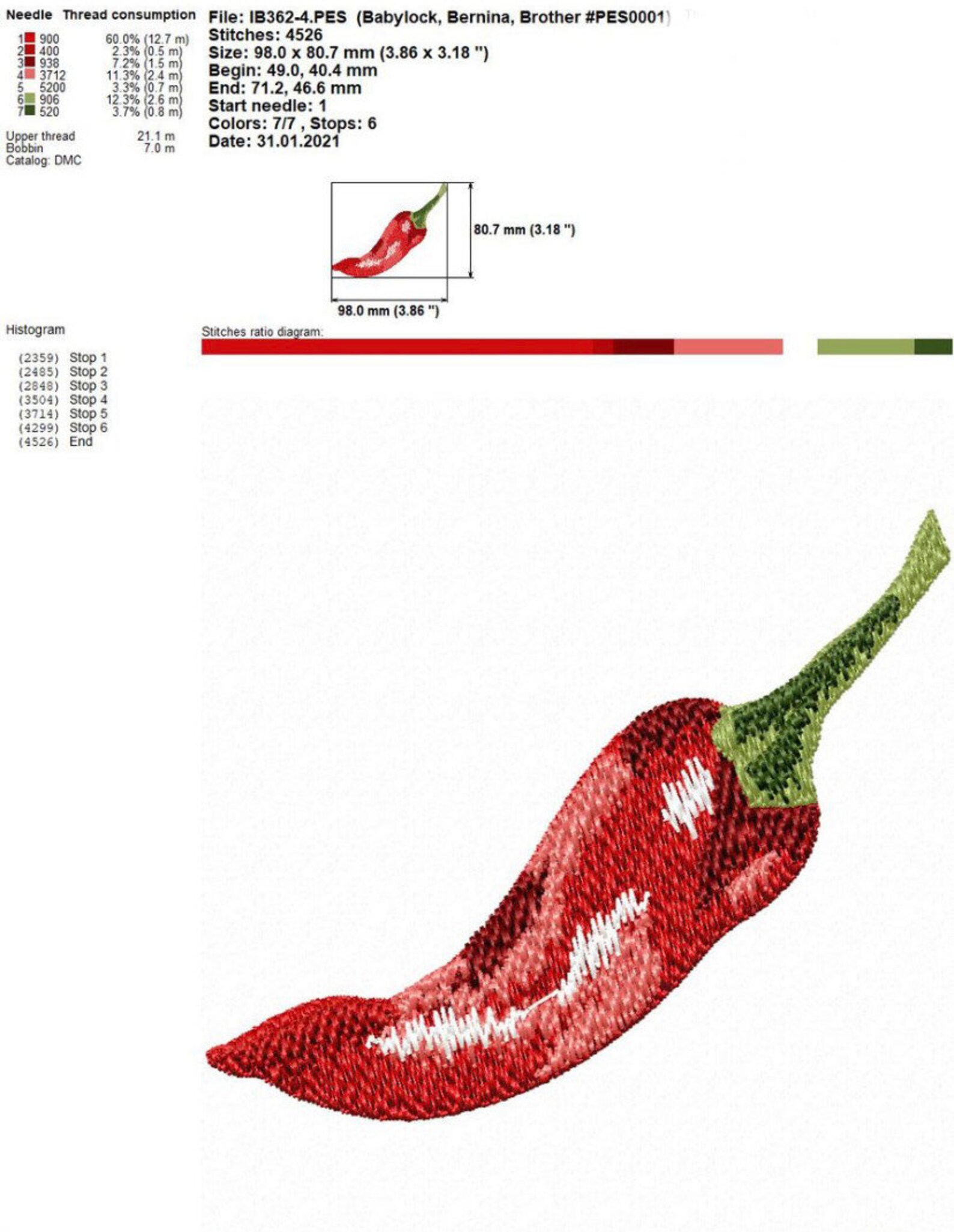 Hot Pepper Set Machine Embroidery Design Applique Pattern Digital ...