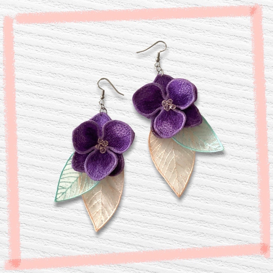 Machine Embroidery Design Violets Earrings Digital Embroidery Pattern ...