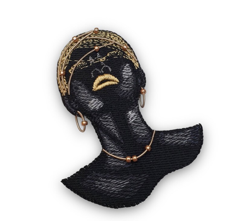 African Woman Machine Embroidery Design to Create a Brooch - Etsy