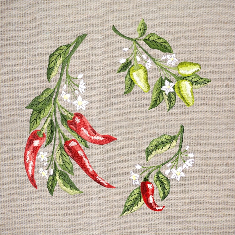 Hot Pepper Set Machine Embroidery Design Applique Pattern Digital ...