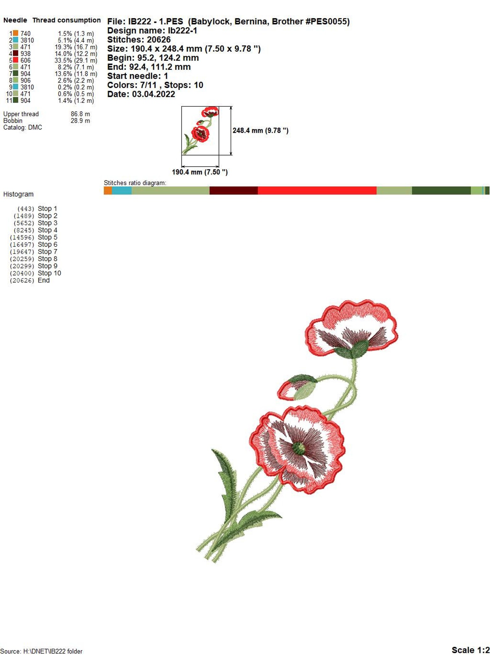 Poppy Flowerapplique 3dmachine Embroidery Design Applique - Etsy