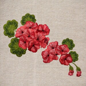 Geranium With 3D Elements Floral Pattern Flower Machine Embroidery ...