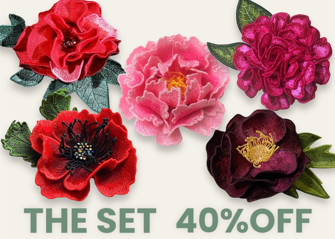 Set of Flowers FSL (40% Discount) Machine Embroidery Design Digital ...