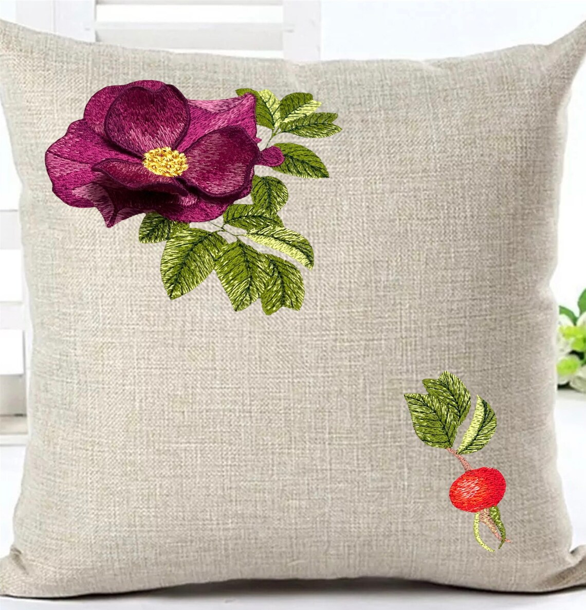 Rose Hip Set With 3D Elements Floral Pattern Flower Machine Embroidery ...
