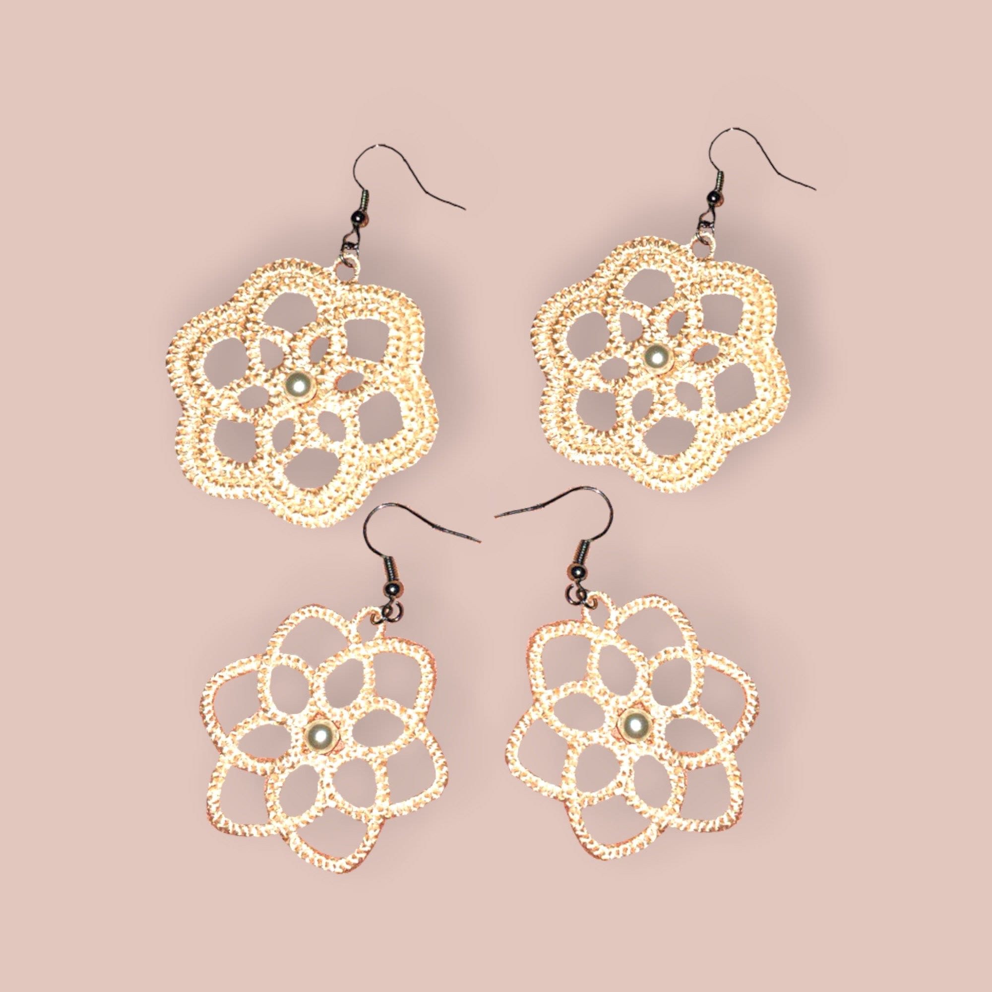 Free Standing Lace Earrings Set Tatting Machine Embroidery - Etsy