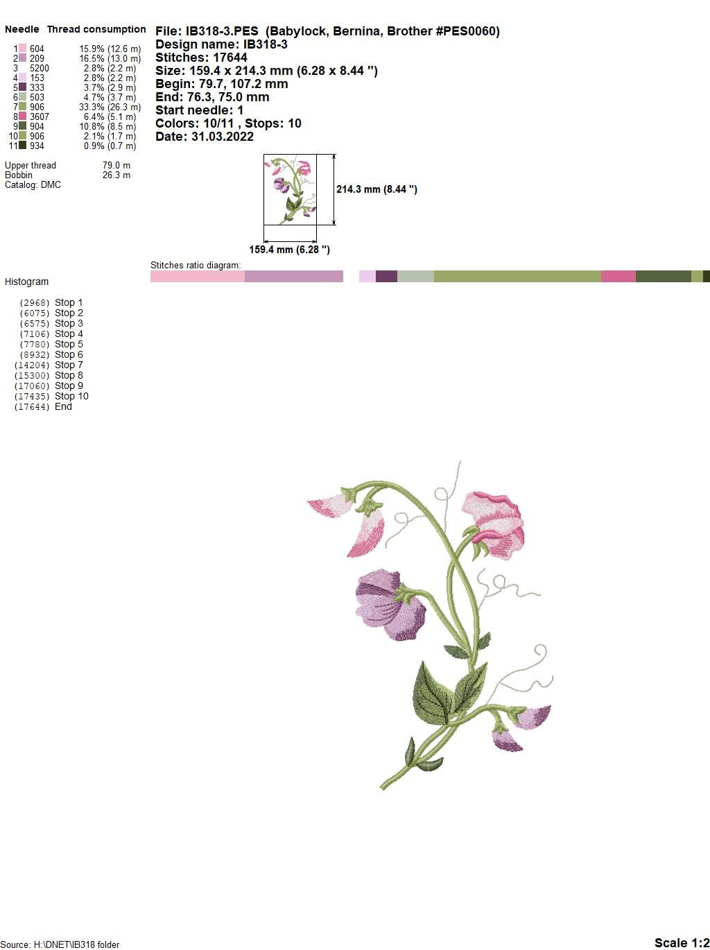 Sweet Pea Artistic Machine Embroidery Design Digital Embroidery Pattern ...