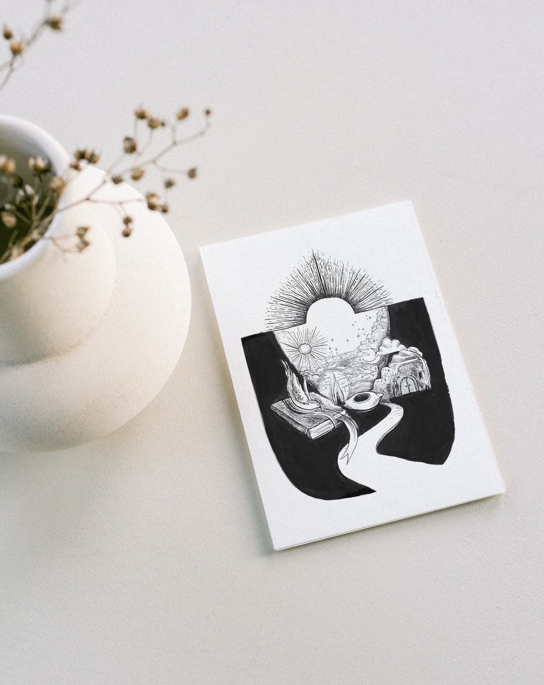 Card Design Oil Lamp, God is Light, Black and White Drawing, DIGITAL ...