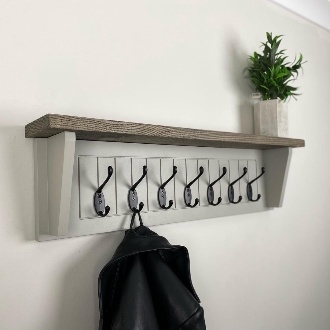 Silk Gray Coat Rack, Wall Mounted Coat Rack With a Shelf for the ...